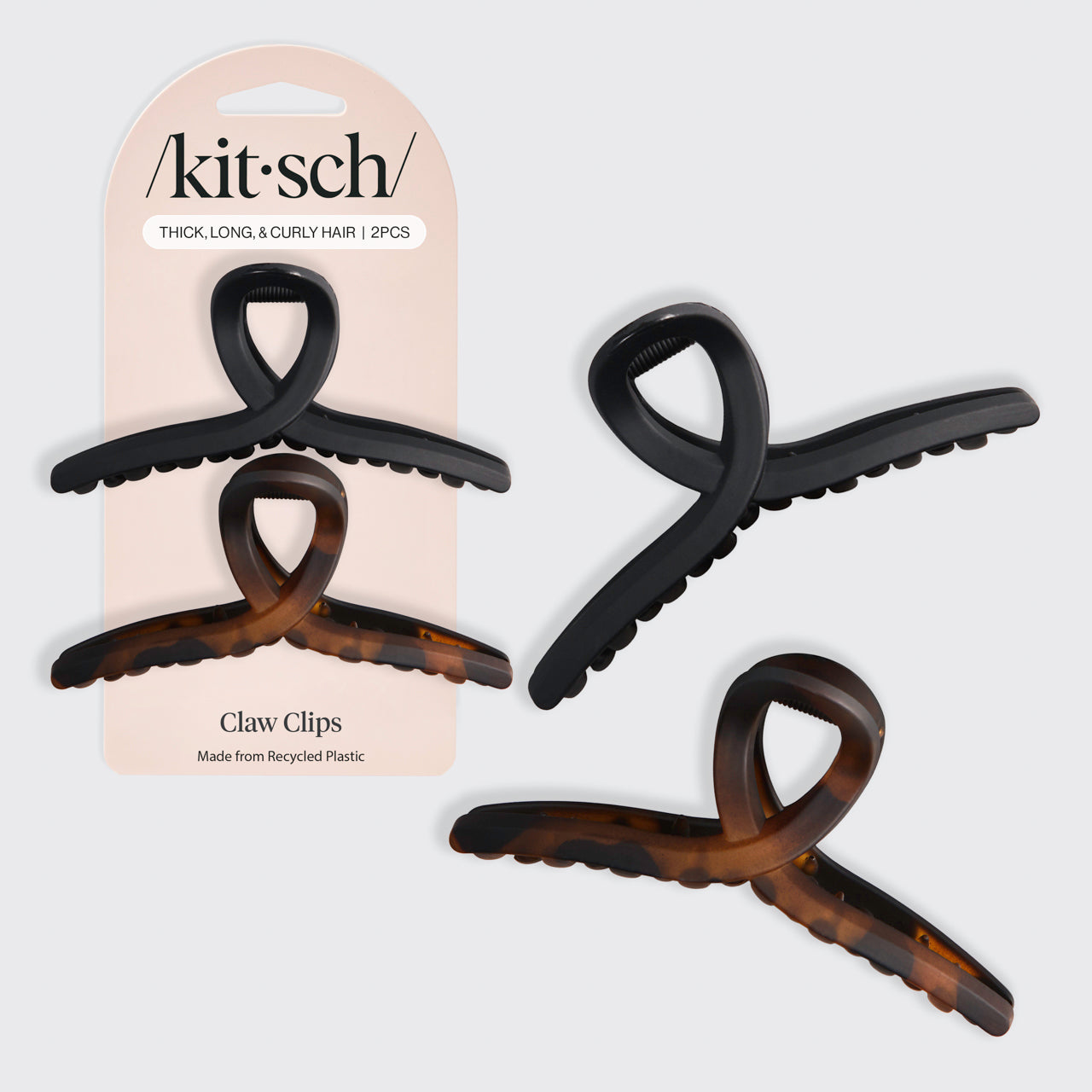 Black & Tort Loop Claw Clips 2pc Set - Large | KITSCH